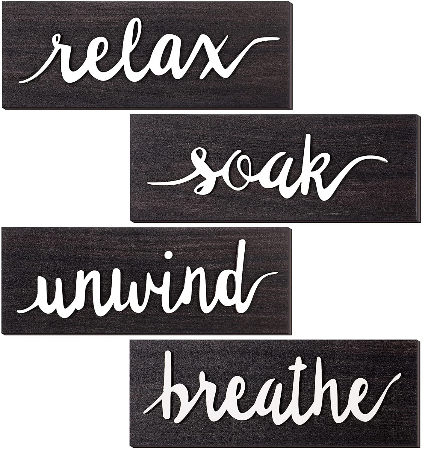 4 Pieces Bathroom Wall Art Farmhouse Wall Decors Relax Soak Unwind ...