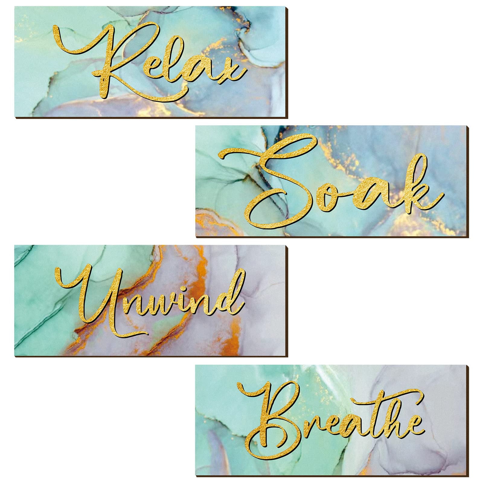4 Pieces Bathroom Wall Decor Relax Soak Unwind Breathe Art Wooden ...