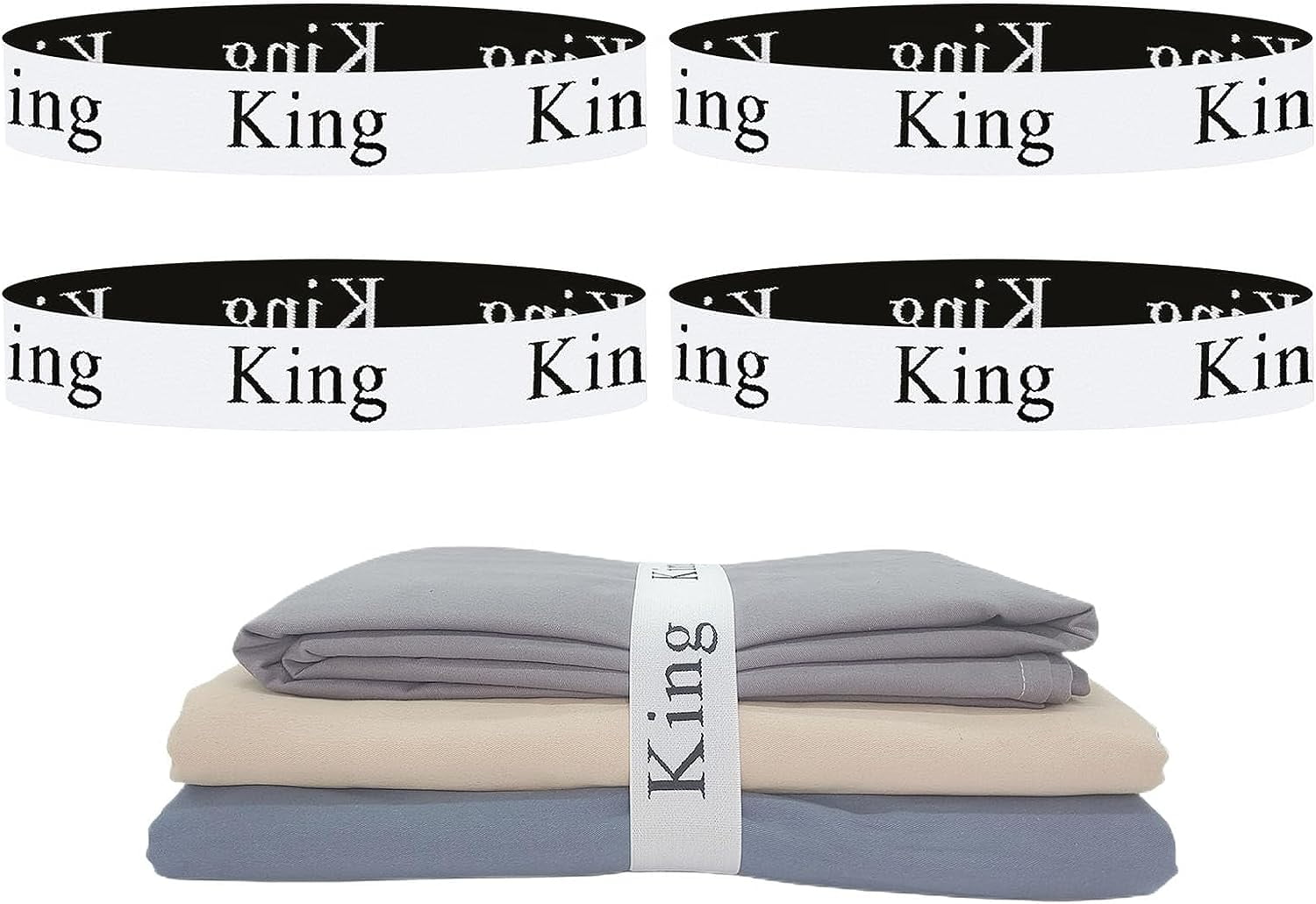 4 Pieces Bed Sheet Organizer Bands, Sheet Organizers and Storage Label ...
