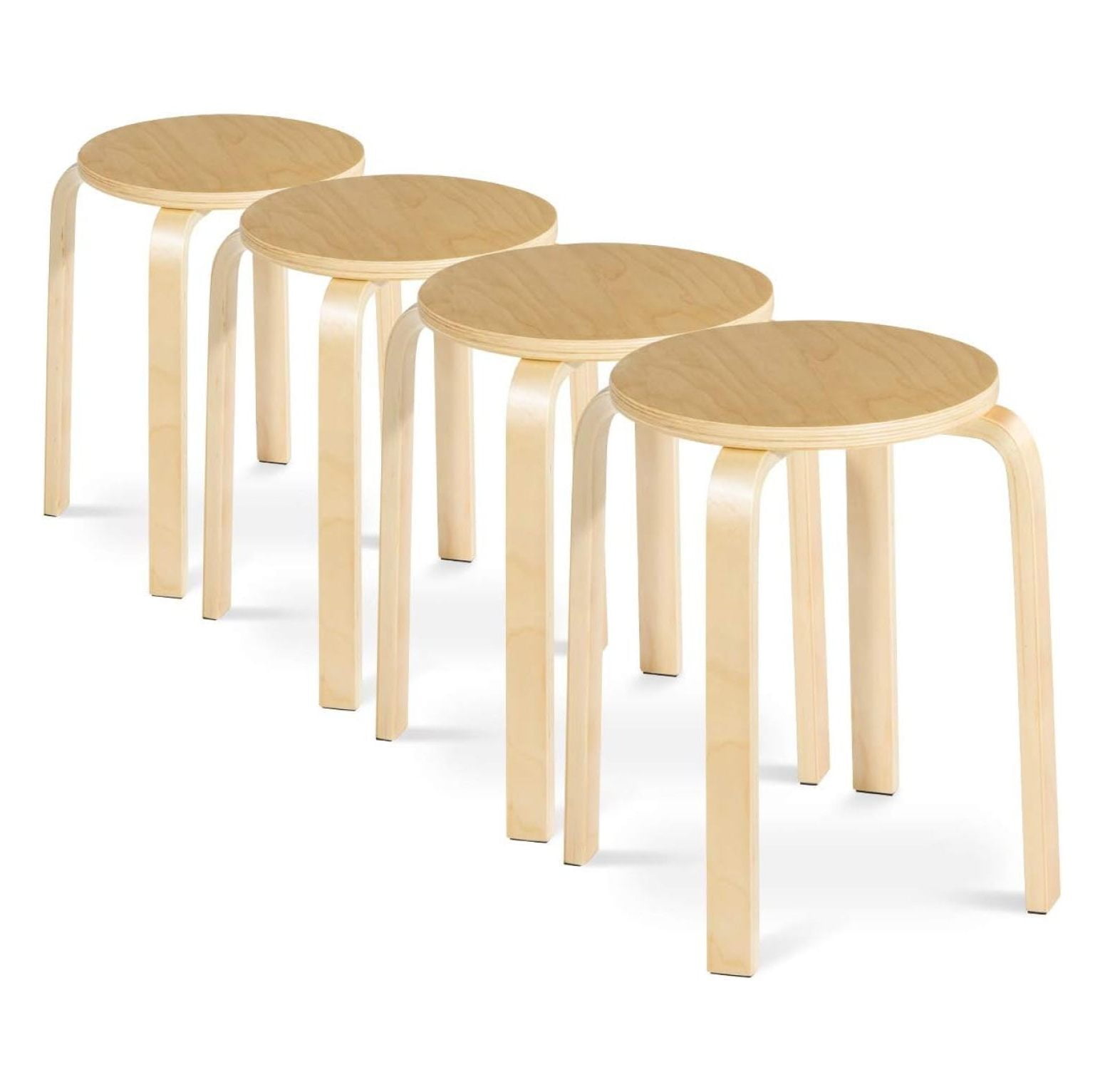4 Pieces Bentwood Stools, Stackable Round Top Chairs, 18 Inch Small ...