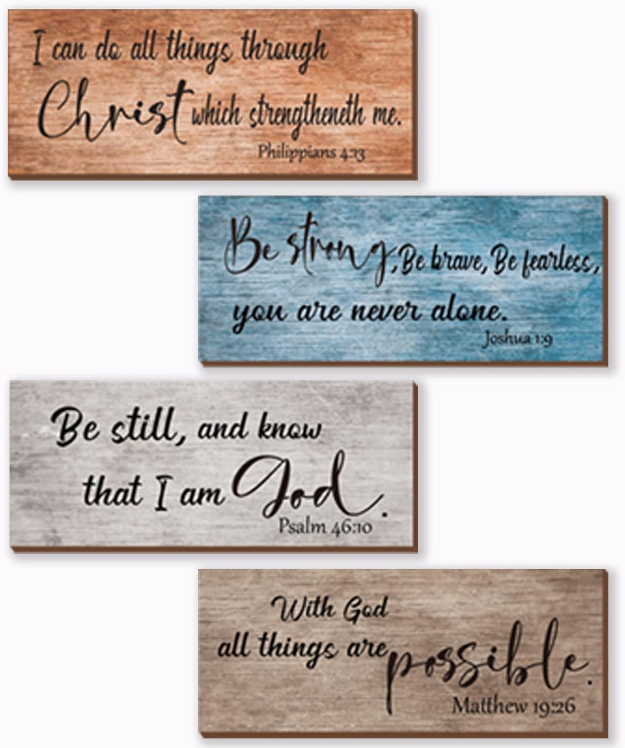 4 Pieces Bible Verses Wall Decor Rustic Wooden Christian Signs ...