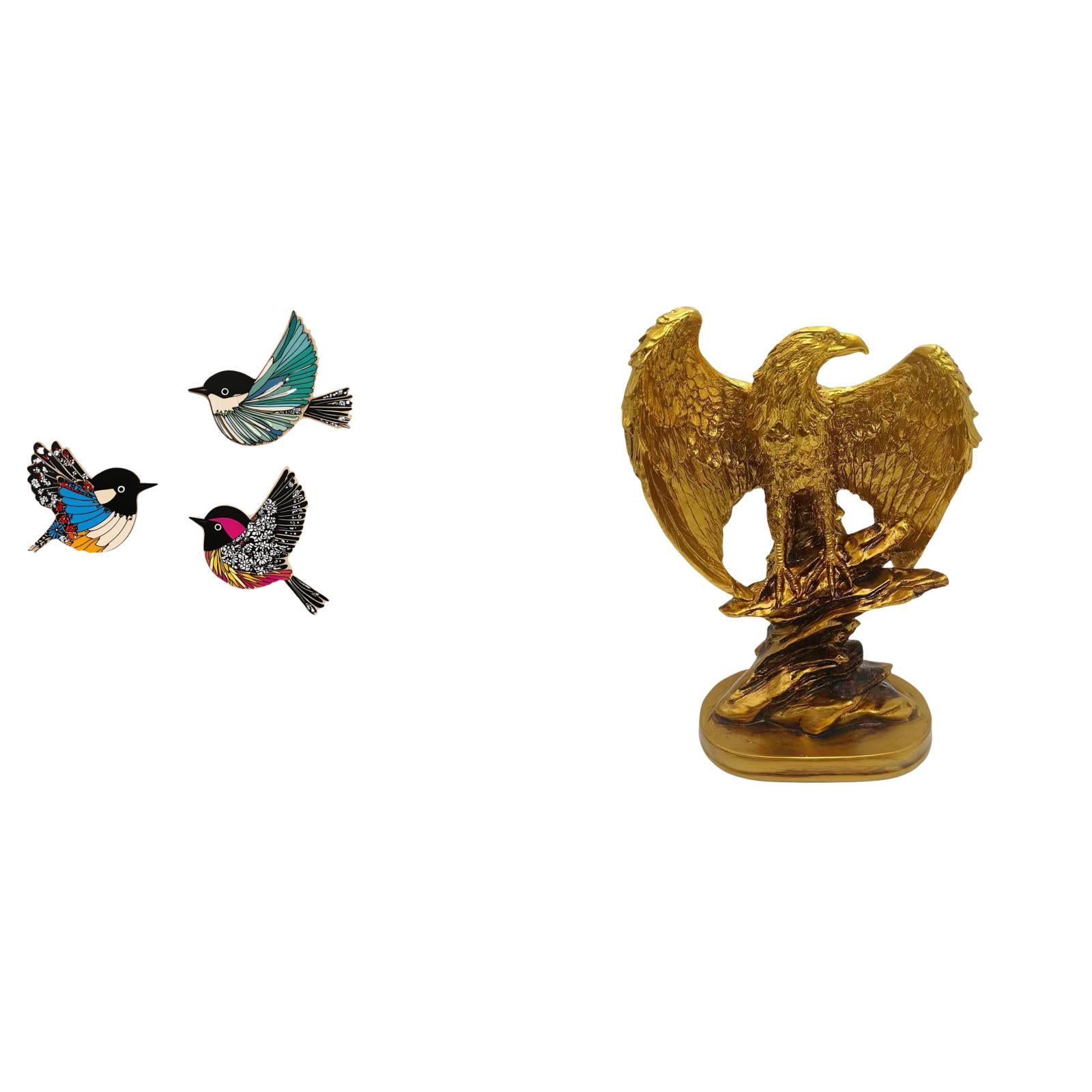 4 Pieces Bird Wall Hanging Wooden Sculpture Resin Statue Multicolor ...