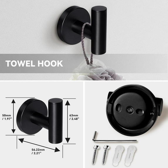 4 Pieces Black Bathroom Hardware Set, Bathroom Accessories Set 24 inch ...