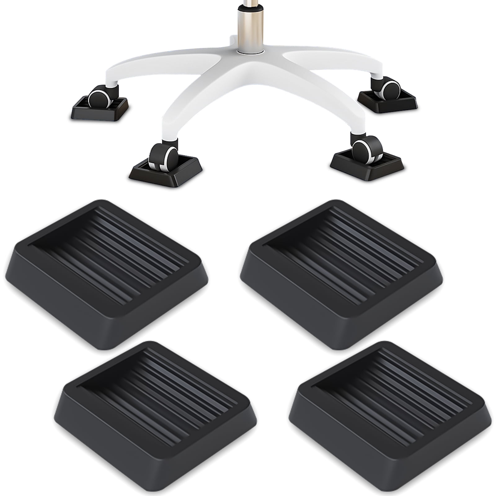 4 Pieces Black Grill Leveling Shims, Non Slip Rubber Caster Cups Pads ...