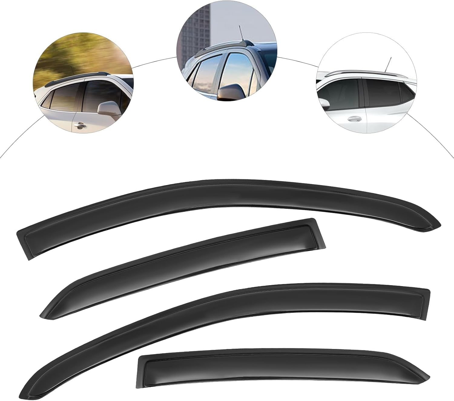 4 Pieces Black Windshield Rain Guard,Sun Rain Guards,Window Visors ...