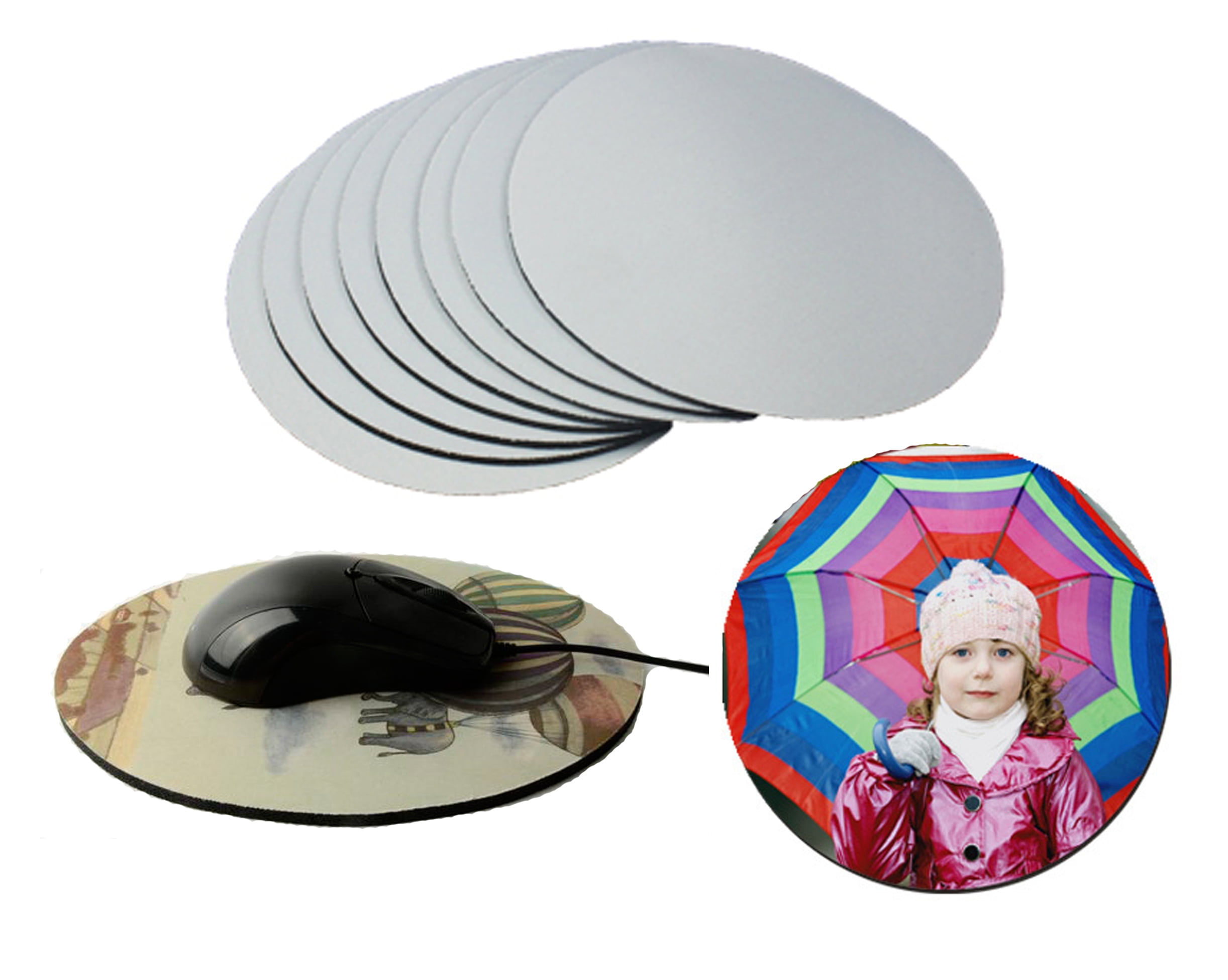 4 Pieces Blanks White Round Rubber Base Fabric Surface Mouse Pads ...