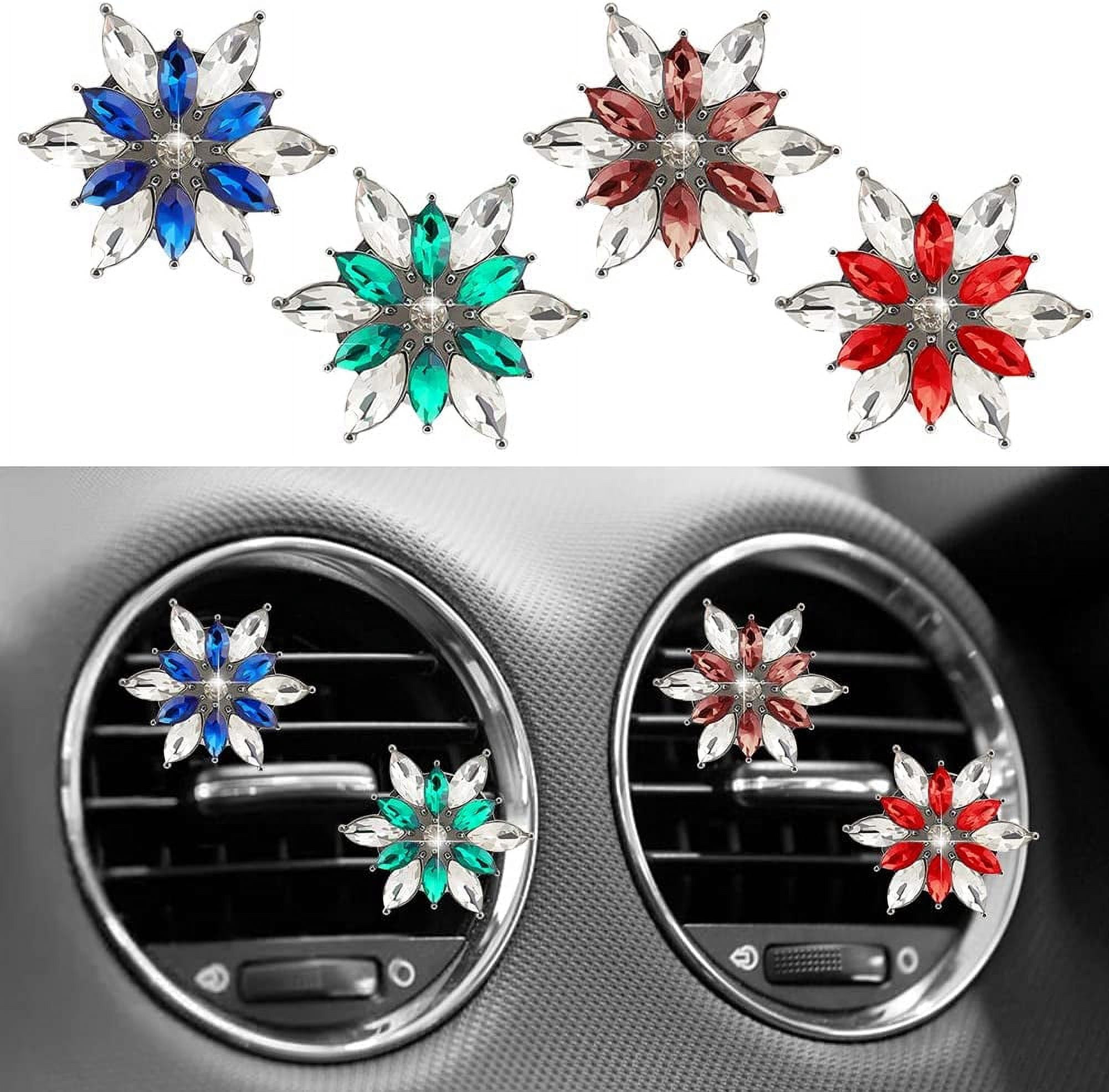 4 Pieces Bling Crystal Car Air Vent Clips, Rhinestones Car Air Outlet ...