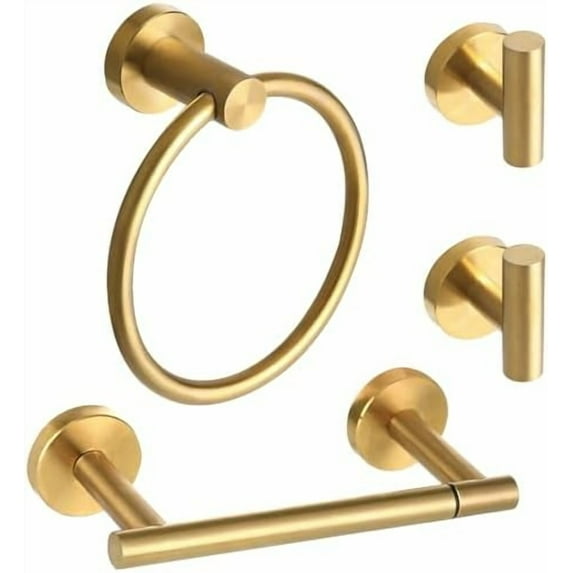 4 Pieces Brushed Gold Bathroom Accessories Hardware Set,Toilet Paper ...