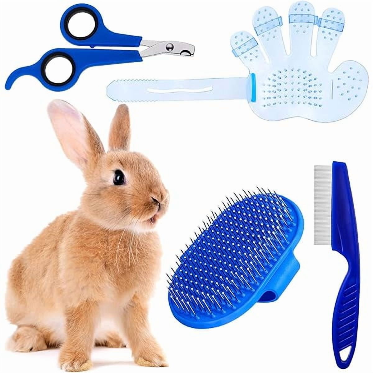 4 Pieces Bunny Grooming Kit: Brush, Hair Remover, Nail Clipper, Shampoo ...