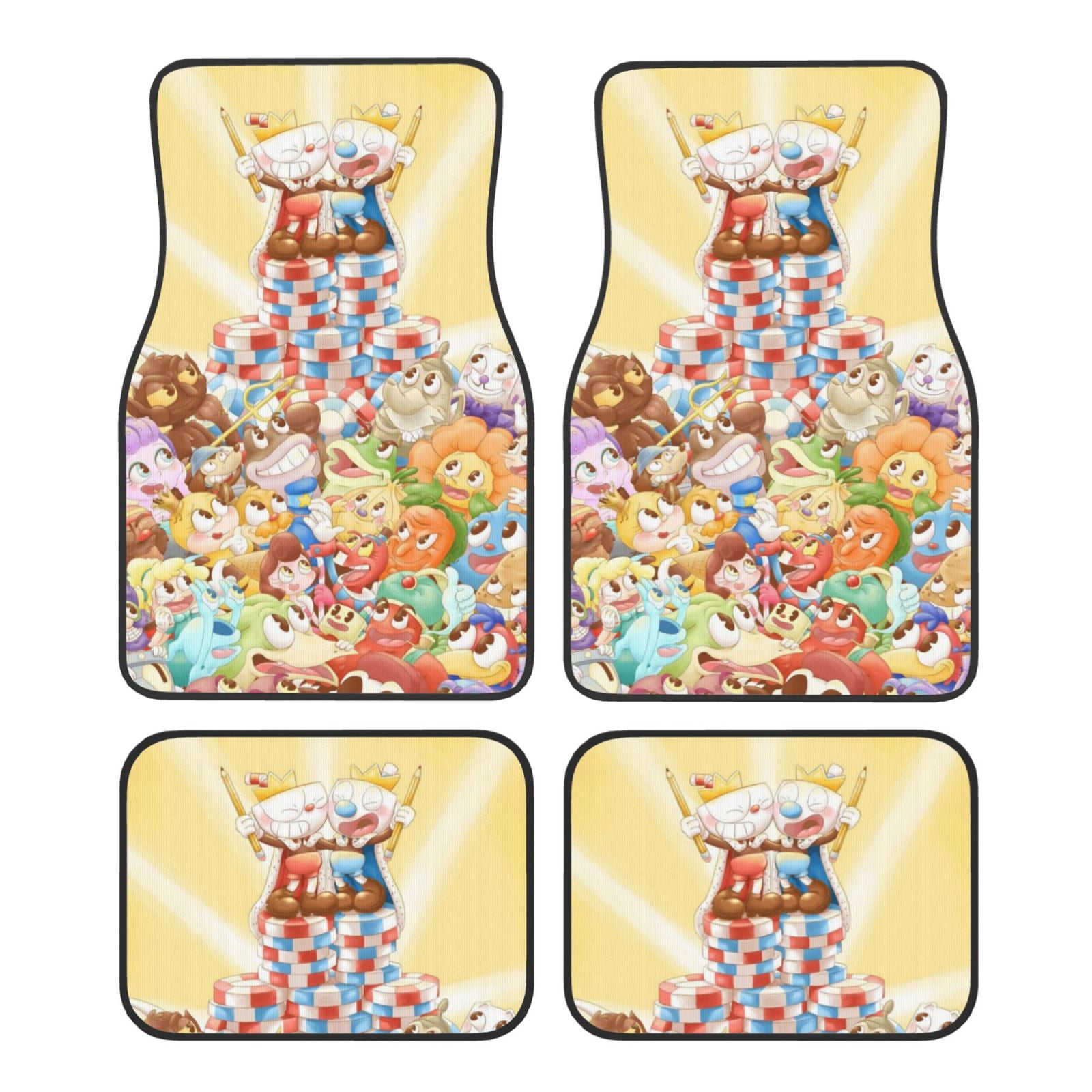 4 Pieces Car Floor Mat Set Cuphead Mugman Protection Full Sets ...