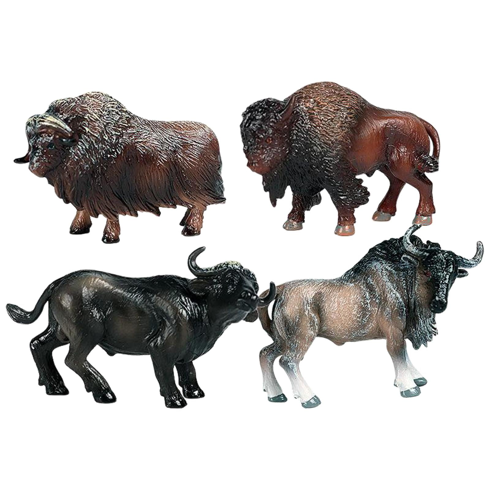 4 Pieces Cattle Figure Simulated Bull Realistic Animals Cow Educational ...