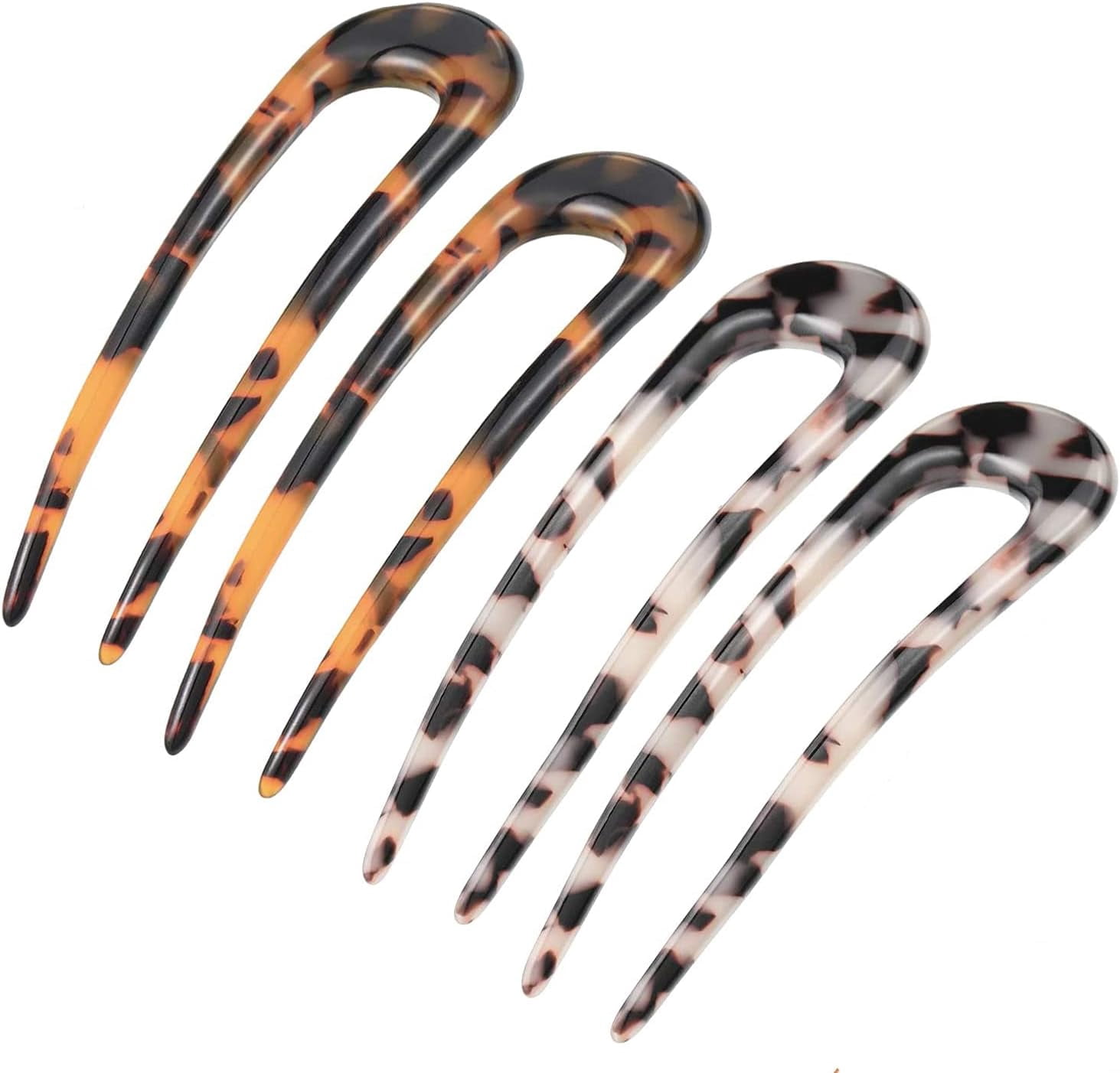 4 Pieces Cellulose Acetate Tortoise Shell U-Shaped Hair Pin French ...