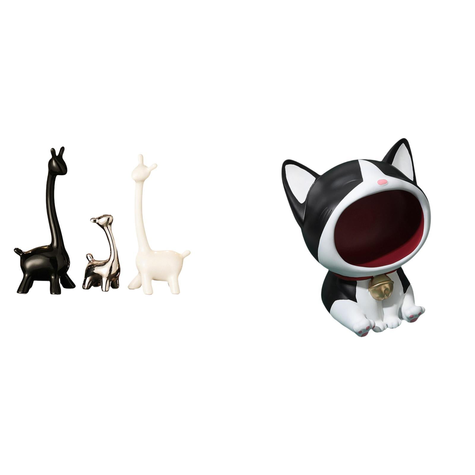 4 Pieces Ceramic Giraffe Cat Elk Statue Modern Storage Bowl for Living ...