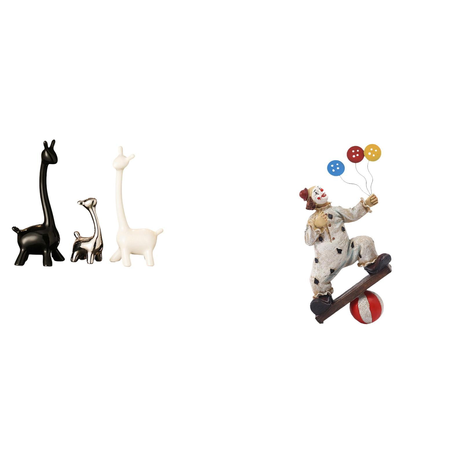 4 Pieces Ceramic Giraffe Statue Clown Figurines Elk Deer Statue Modern ...