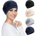 4 Pieces Chemo Headwear for Women, Turbans Cap Beanie Hat Head Wraps ...