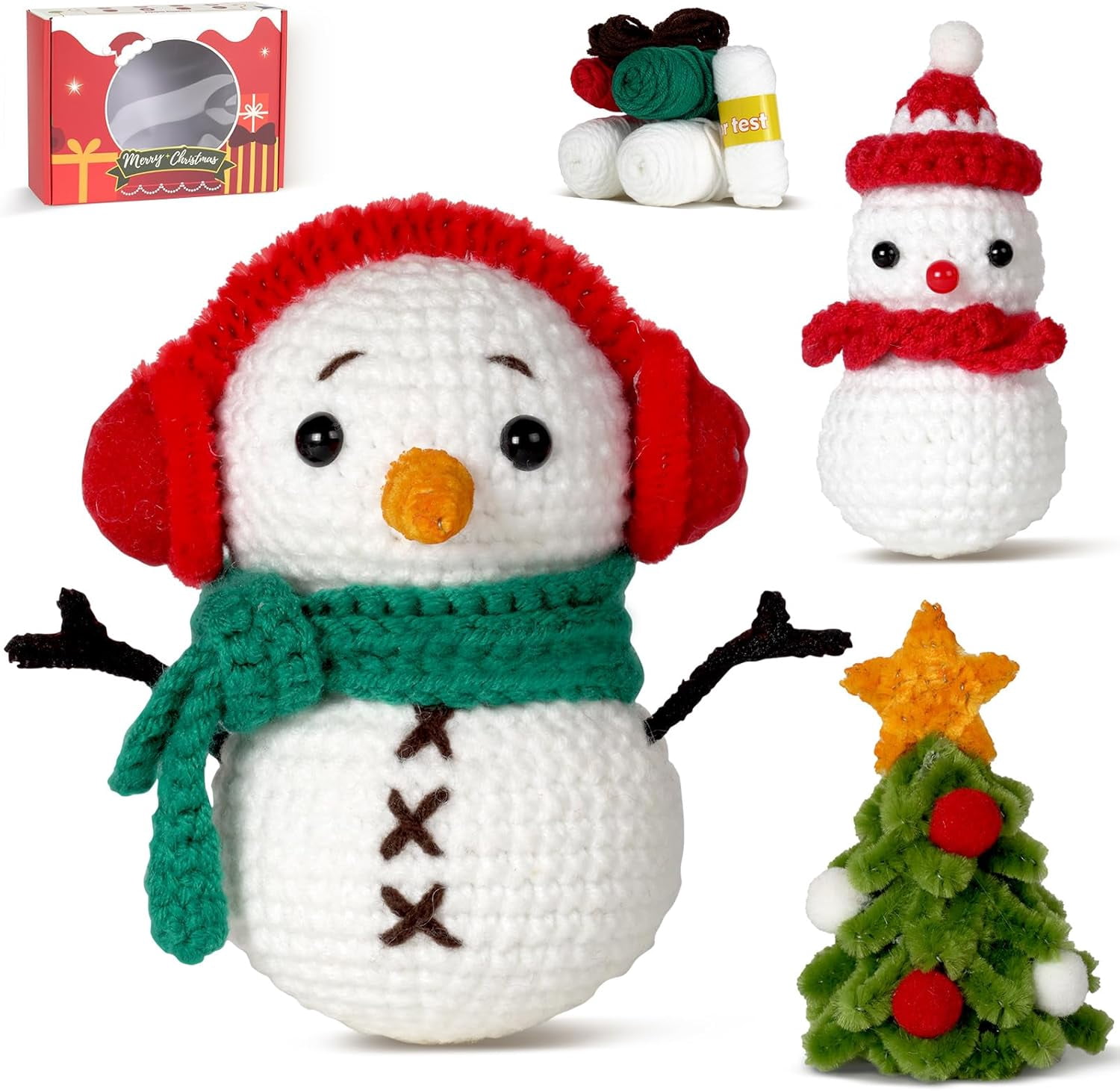 4 Pieces Christmas Crochet Kit for Beginners, Knitting kit Crochet ...