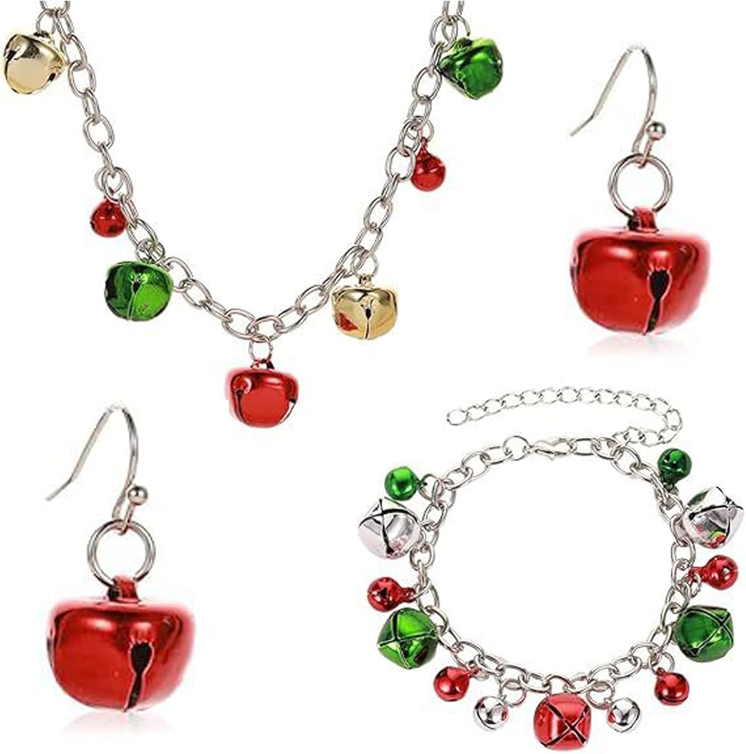4 Pieces Christmas Jingle Bell Jewelry Set for Women, Jingle Bells ...