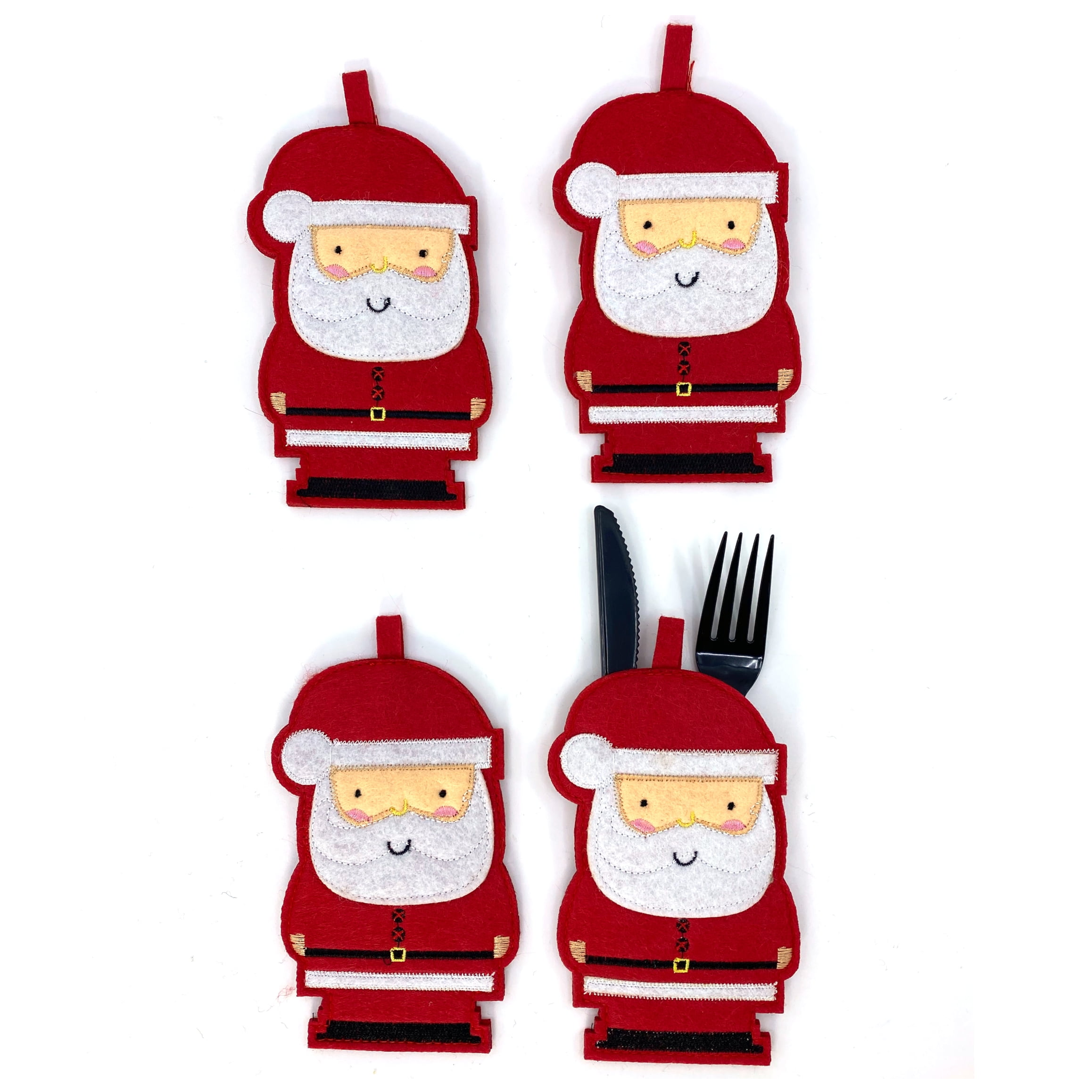 4 Pieces Christmas Silverware Holder Embroidered Utensil Holder Xmas ...
