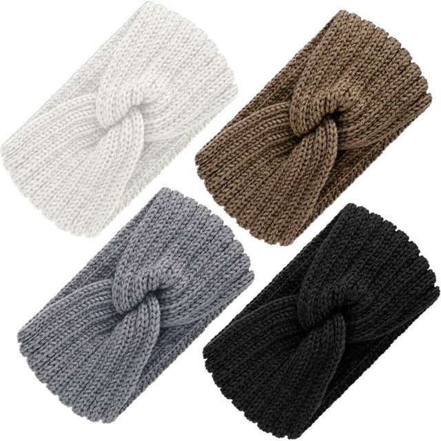 4 Pieces Chunky Knit Headbands Braided Winter Headbands Ear Warmers ...