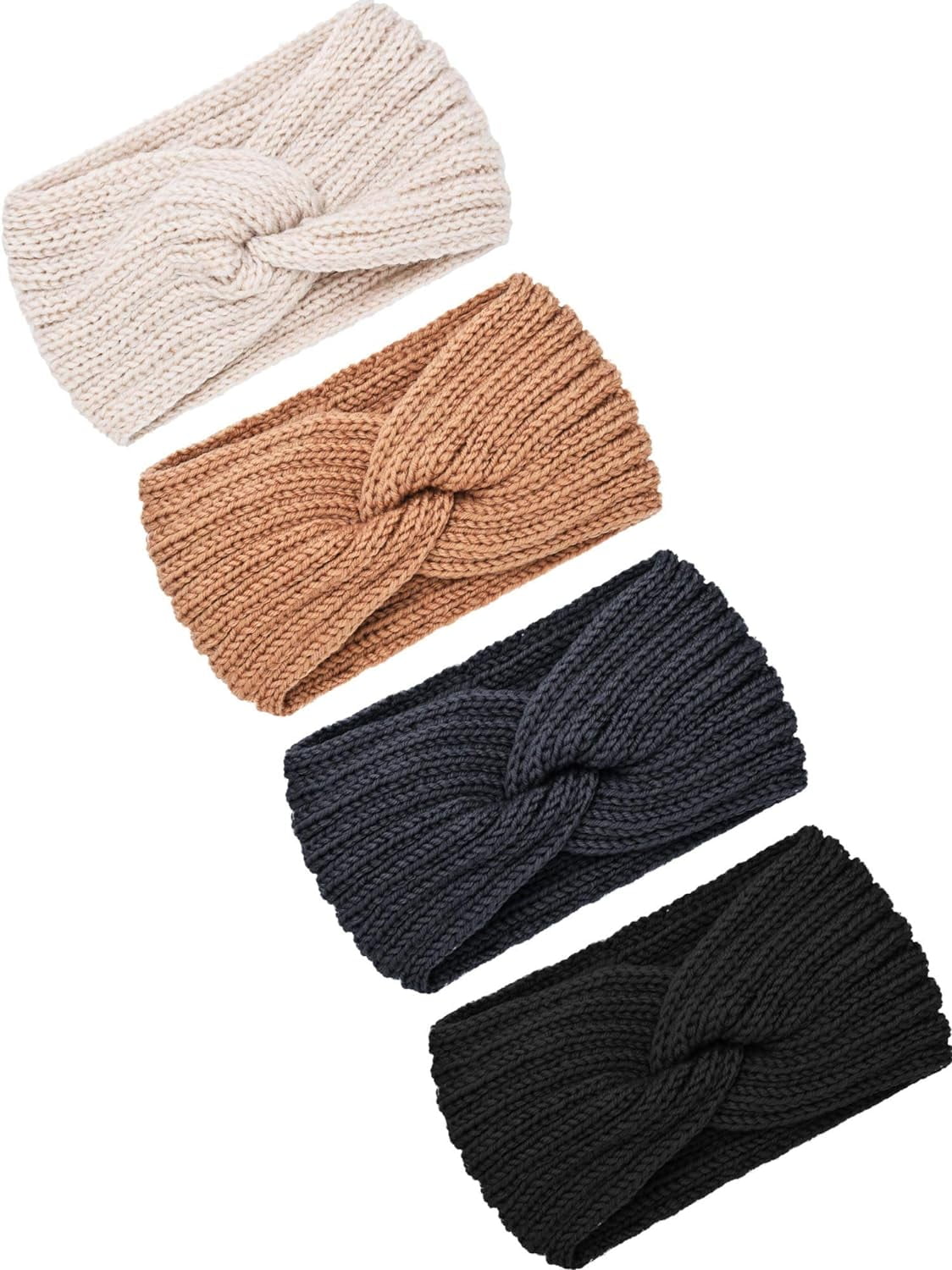 4 Pieces Chunky Knit Headbands Braided Winter Headbands Ear Warmers ...