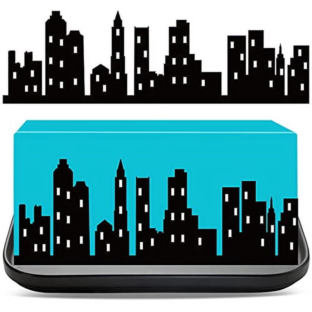 4 Pieces City Cake .. Border Decoration Toppers Stick .. On or Lay On ...