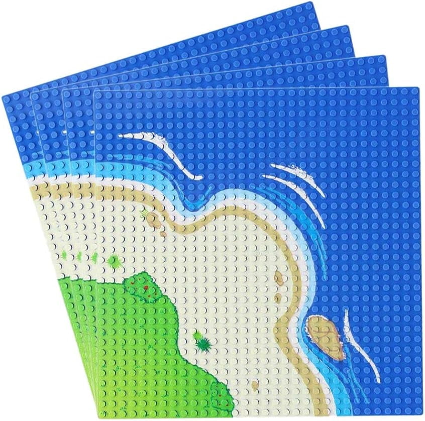 4 Pieces Classic Blue Baseplate for City Road Beach, Ocean Island ...