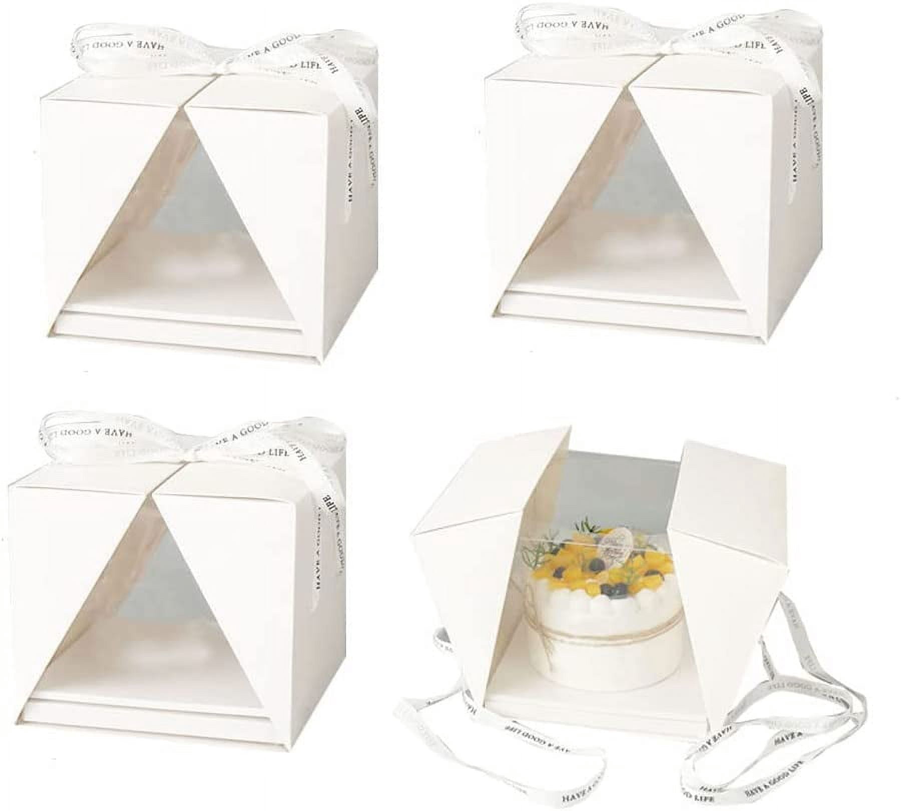 4 Pieces Clear Cake Boxes Bakery Tiered Cake Carrier Holder With Clear ...