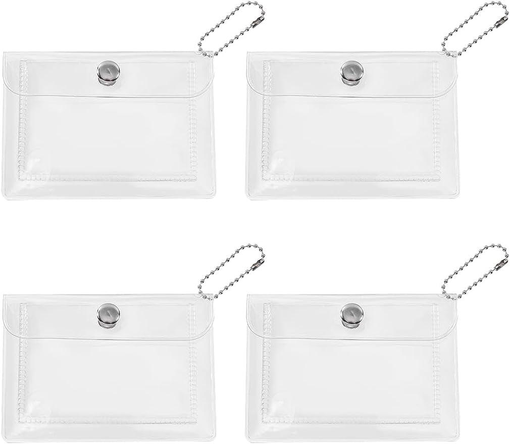 4 Pieces Clear Coin Wallet Transparent PVC Card Holder Universal Mini ...