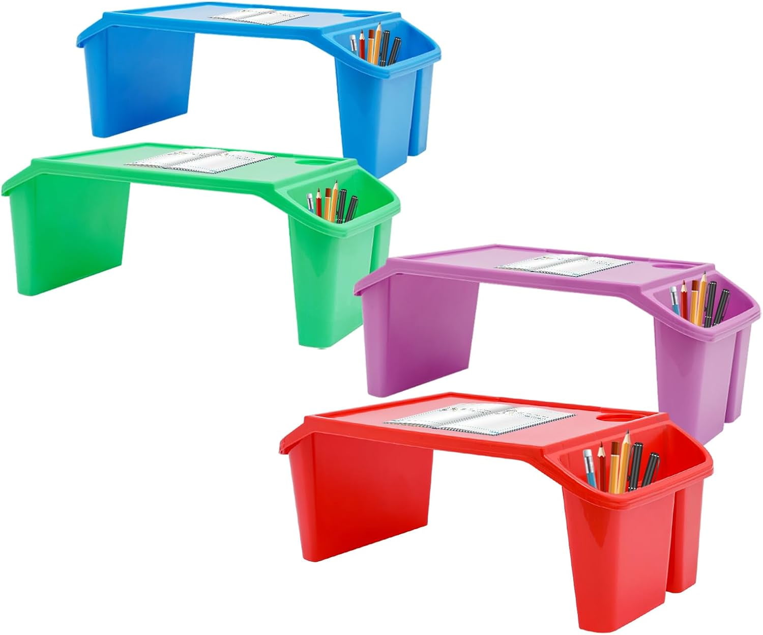 4 Pieces Colorful Children's Lap Table Tray, Plastic Breakfast Trays ...