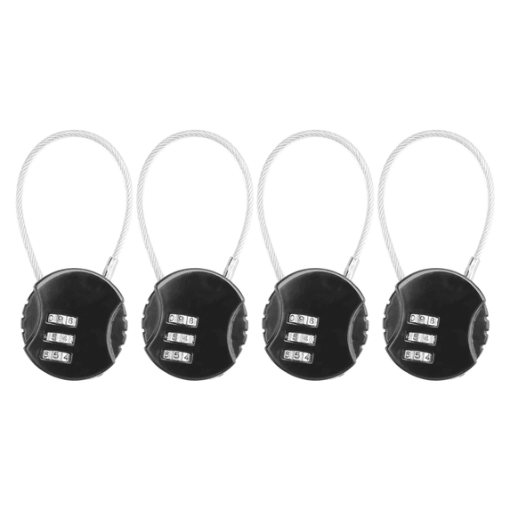 4 Pieces Combination Lock 3 Digit Outdoor Waterproof Padlock for School ...