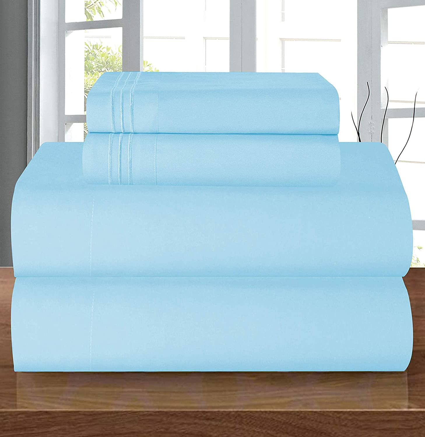 4 Pieces Comfy Breathable & Cooling Sheets Set Sheet set, King, Aqua ...