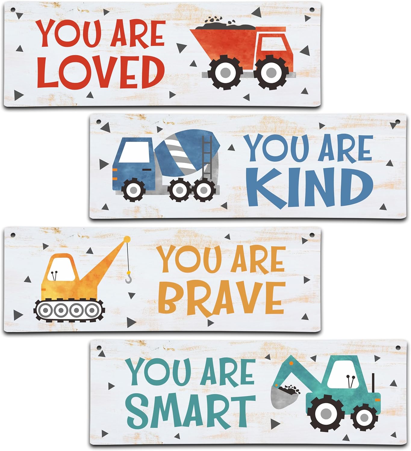 4 Pieces Construction Vehicles Decor Kids Room Wall Decor Wooden Sign ...