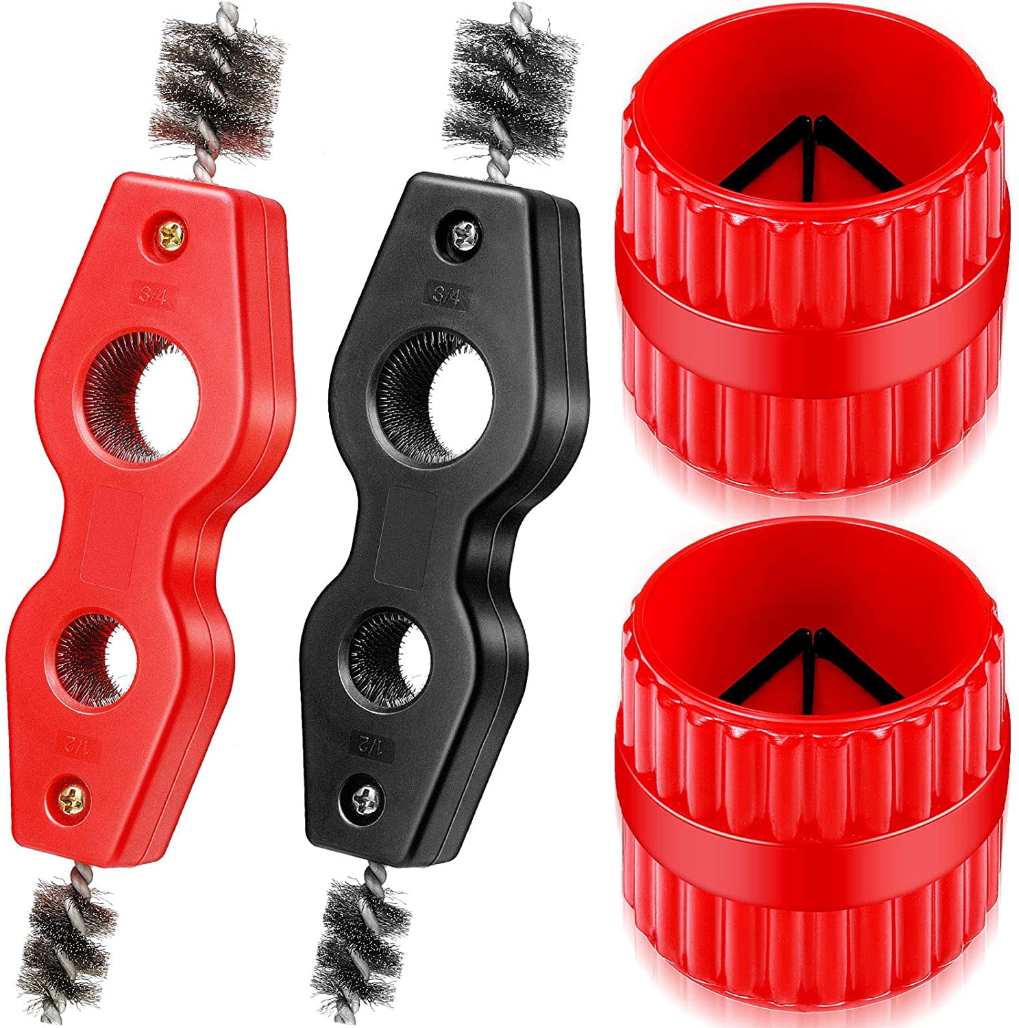 4 Pieces Copper Pipe Cleaner and Reamer Set Inner-Outer Reamer Pipe and ...