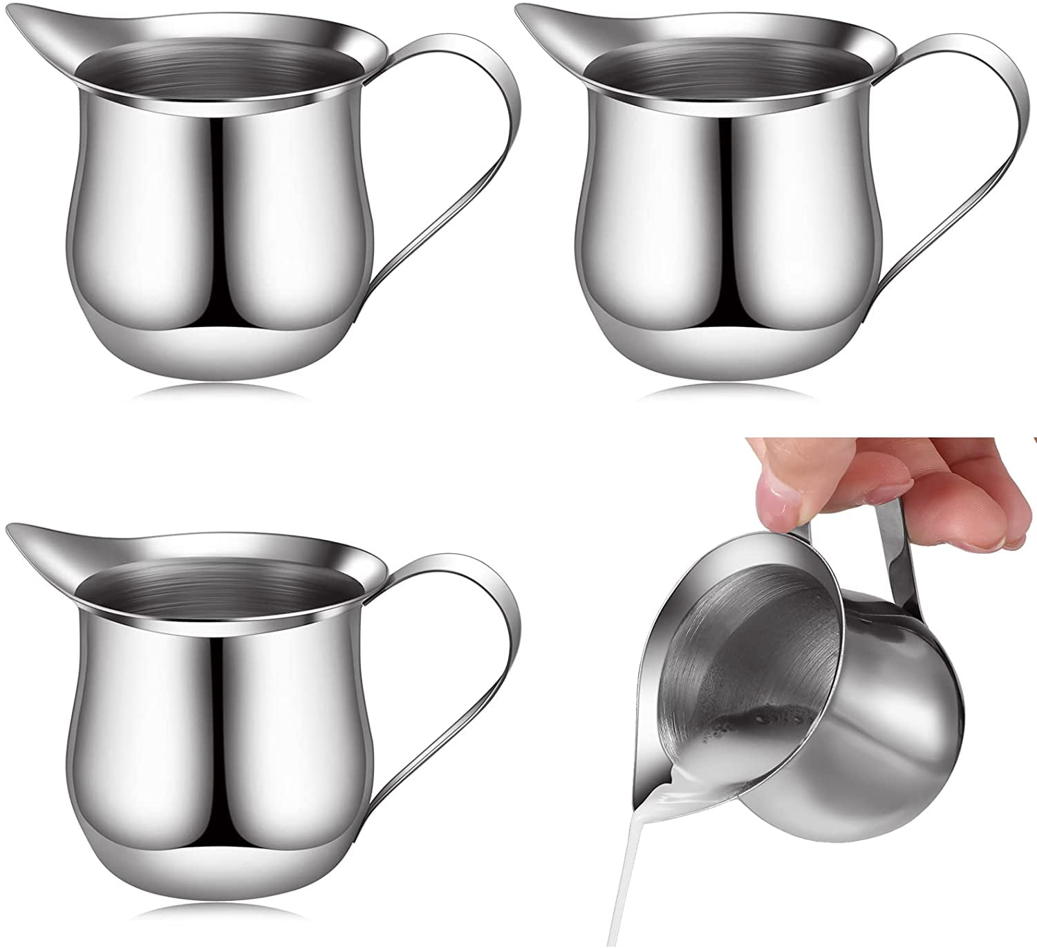 4 Pieces Creamer Pitcher Bell Shaped Creamer 3 Ounce Espresso Pouring ...
