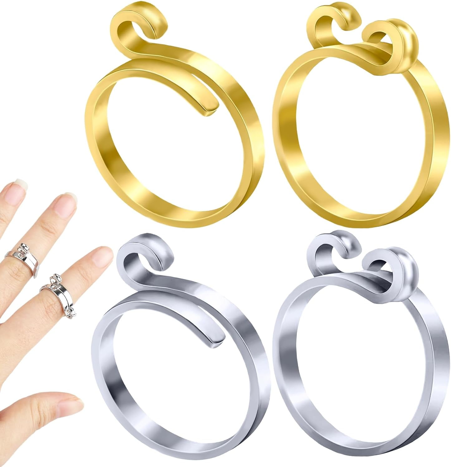 4 Pieces Crochet Ring Adjustable Crochet Finger Rings for Crocheting ...