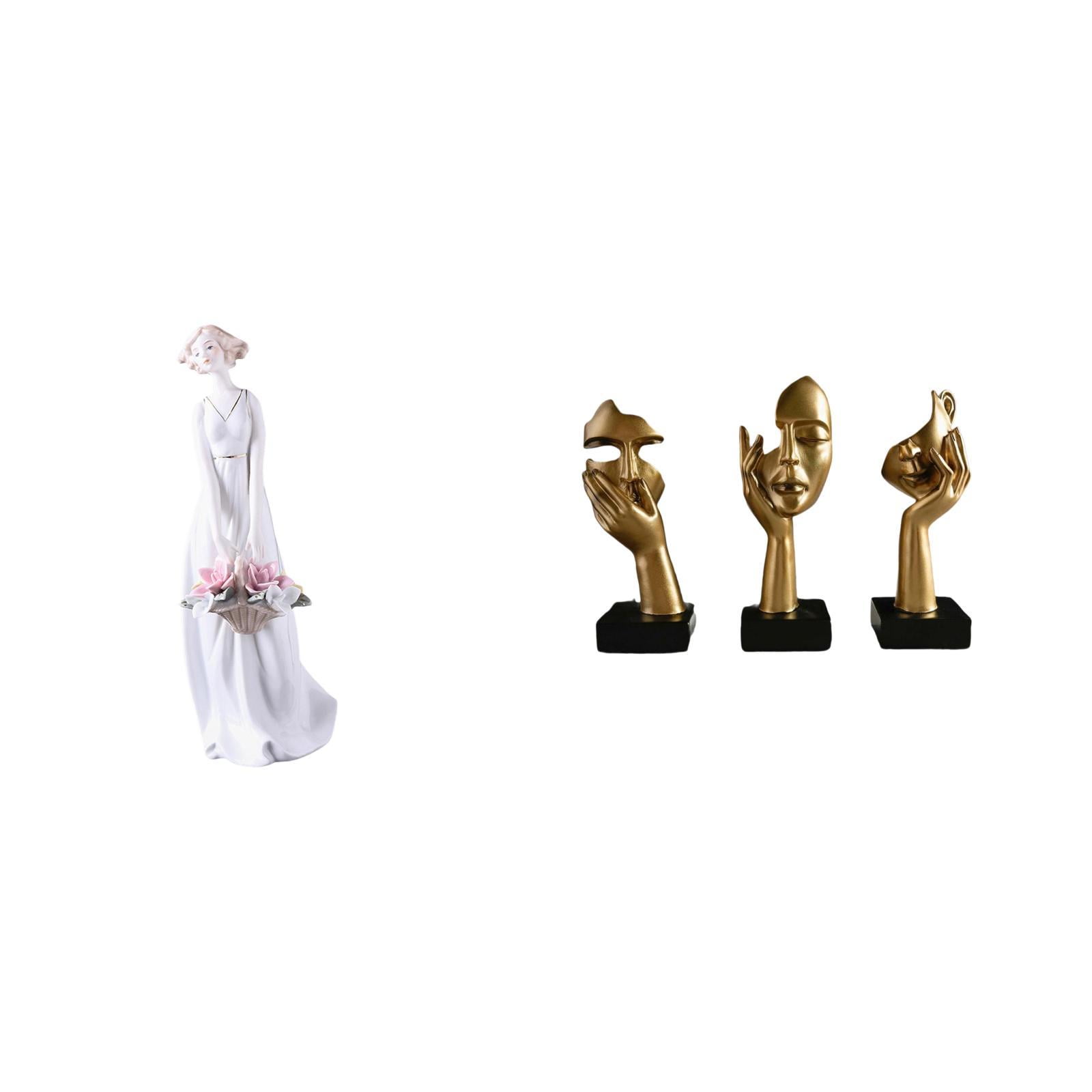 4 Pieces Desktop Figurine Girl Statue Thinker Sculpture Resin Material ...