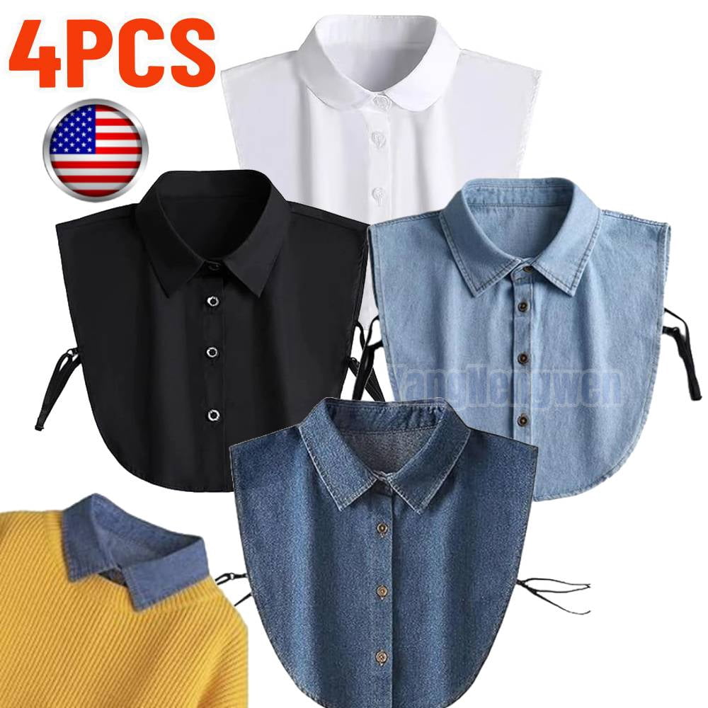 4 Pieces Detachable Fake Collar, Dickey Collar for Women Half Shirts ...