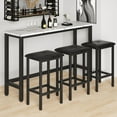 ENYOPRO 4-Piece Dining Set, Long Bar Table with 3 Upholstered Stools ...