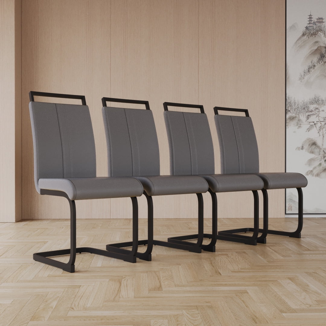 4 Pieces Dinner Chairs, PU Dinning Chairs with High Backrest and ...