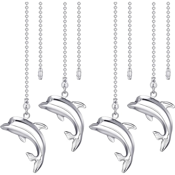4 Pieces Dolphin Ceiling Fan Pull Chain Extender Silver Decorative ...