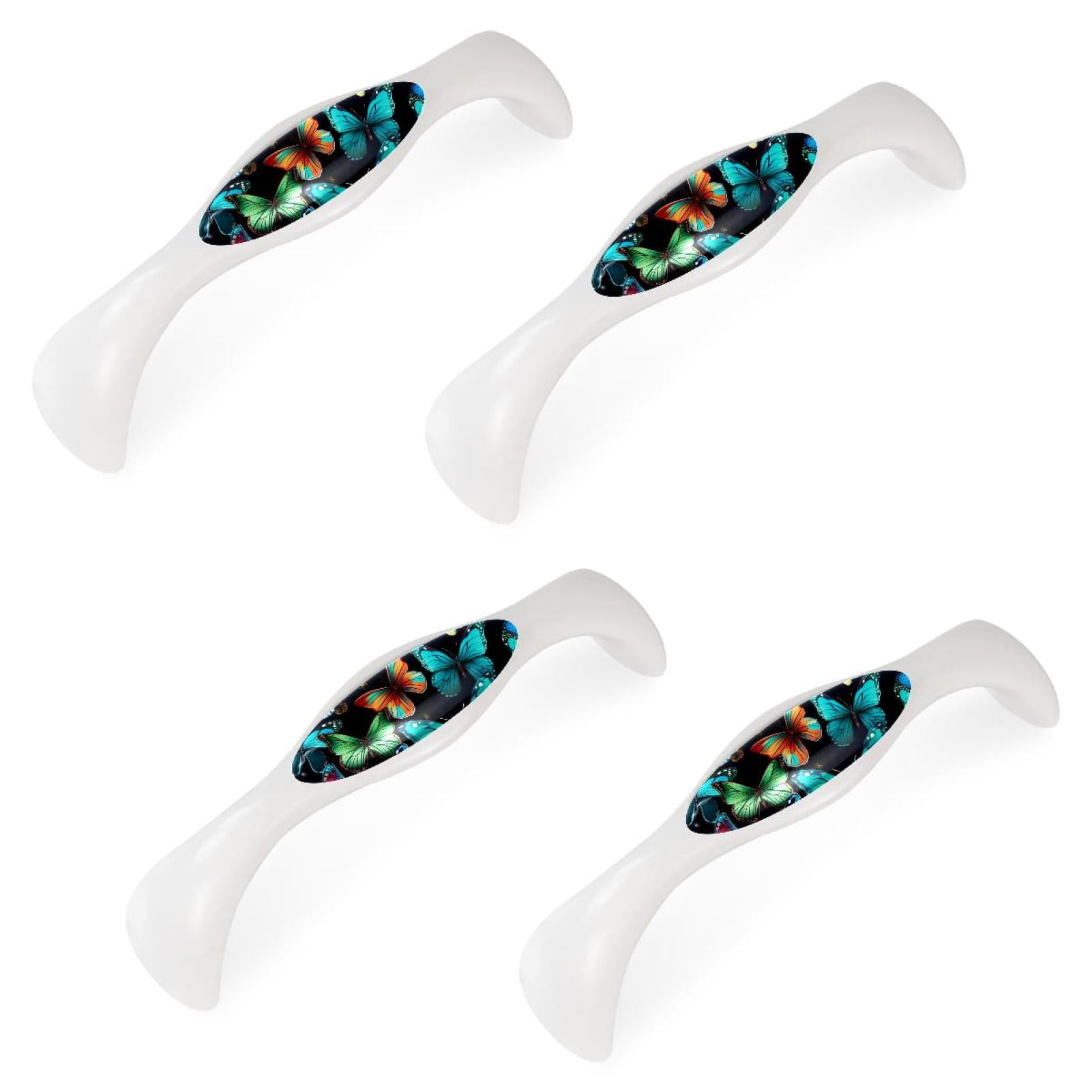 4 Pieces Drawer Knobs, Colorful Butterfly Cabinet Knobs, Drawer Pulls ...