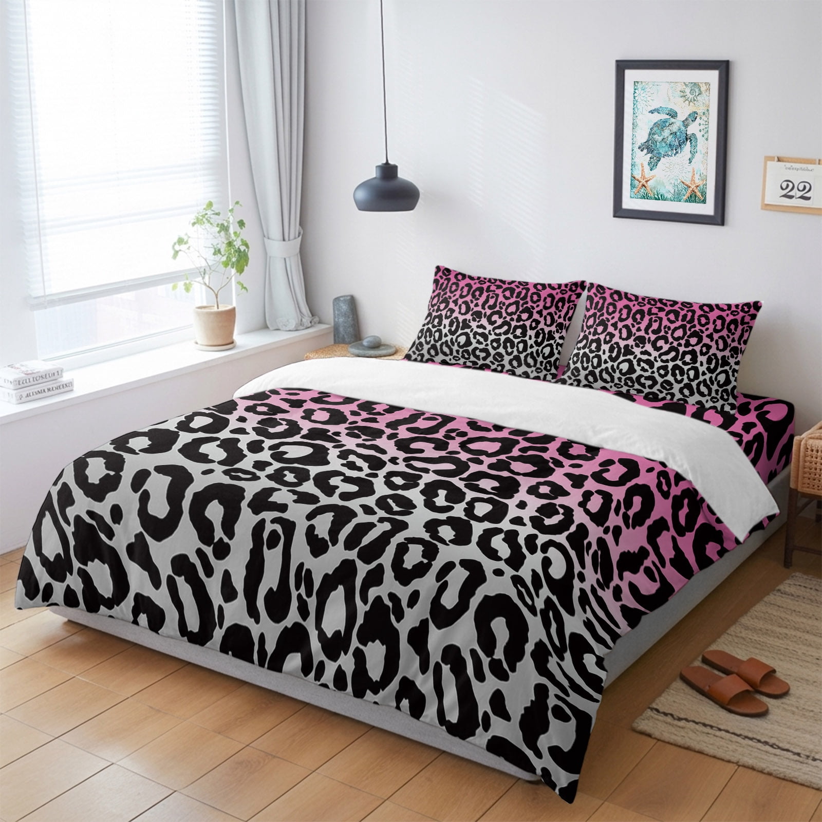 4 Pieces Duvet Cover California King Bedding Sets Black Leopard Animal ...