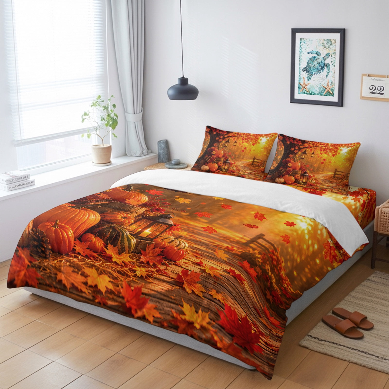 4 Pieces Duvet Cover California King Bedding Sets Fall Thanksgiving ...