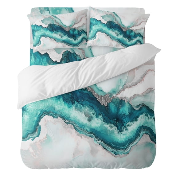 4 Pieces Duvet Cover Set California king Size, Abstract Blue Marble ...