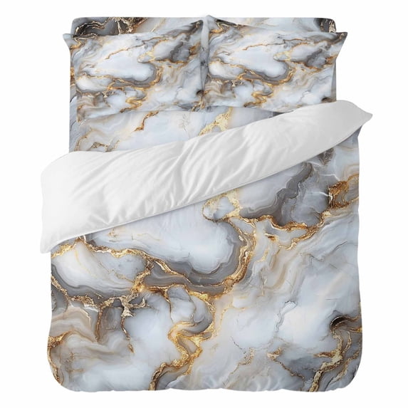 4 Pieces Duvet Cover Set Full Size, Marble Texture Pattern Comforter ...