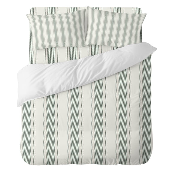 4 Pieces Duvet Cover Set Full Size, Sage Green Stripe Abstract ...