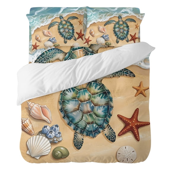 4 Pieces Duvet Cover Set Full Size, Summer Sea Turtle Ocean Wave ...
