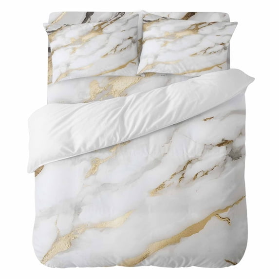 4 Pieces Duvet Cover Set Queen Size, Modern Simple Marble Texture ...
