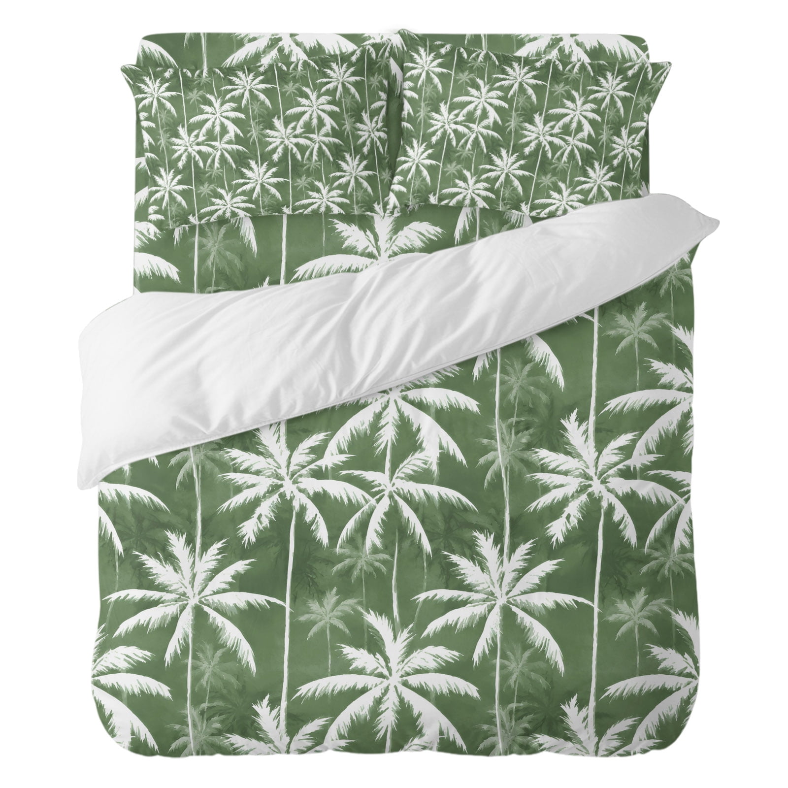 4 Pieces Duvet Cover Set Queen Size, Summer Coastal Palm Trees ...