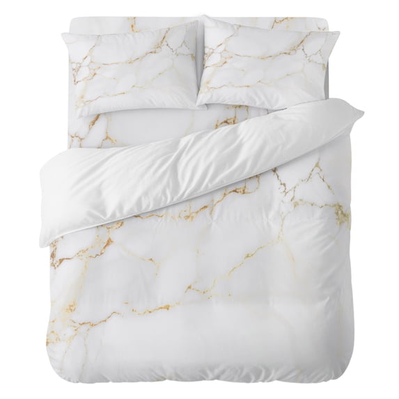 4 Pieces Duvet Cover Set Twin Size, Modern Marble Texture Abstract ...